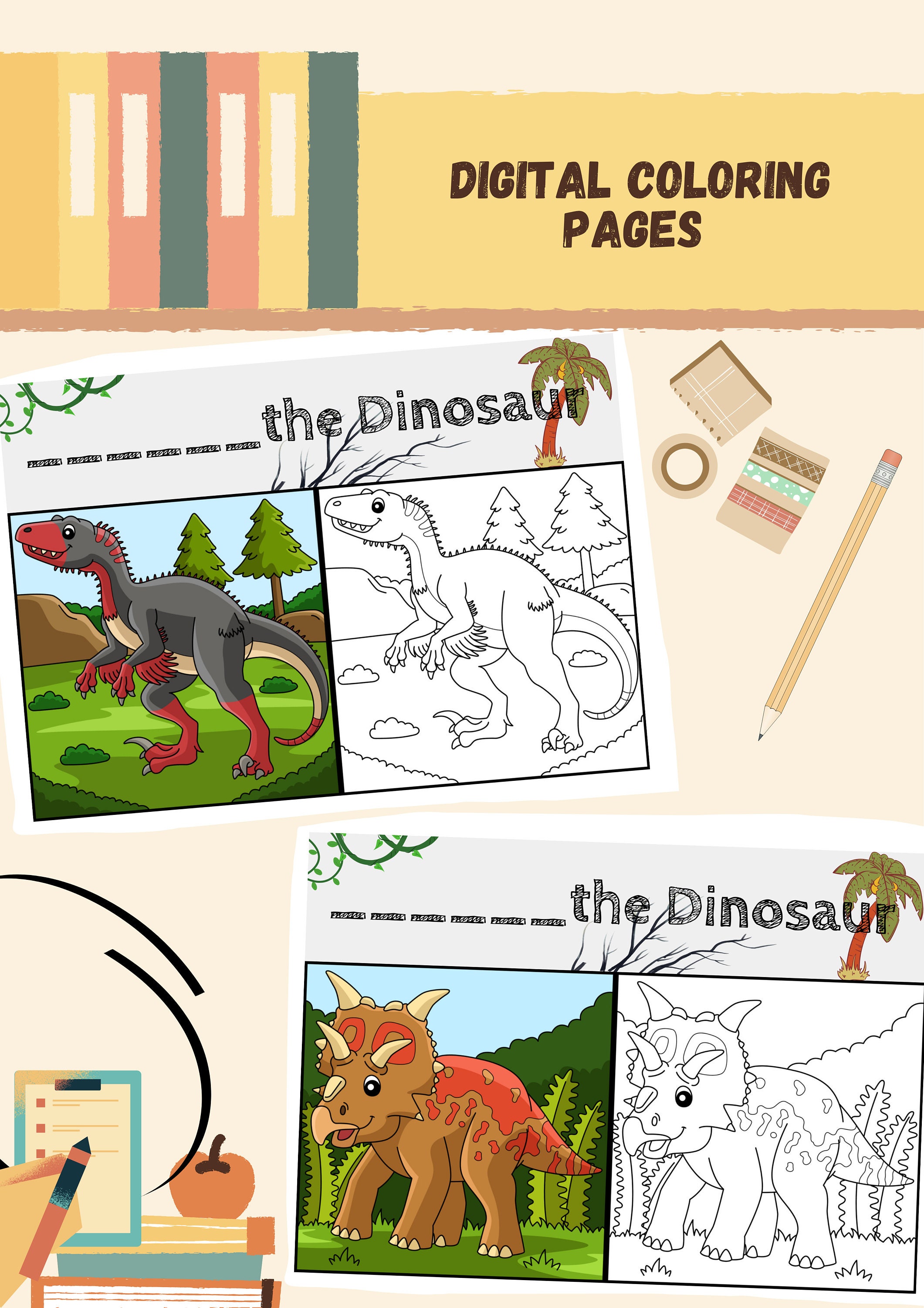 20 Dinosaur Coloring Pages- Super Fun Coloring Pages for Children ...