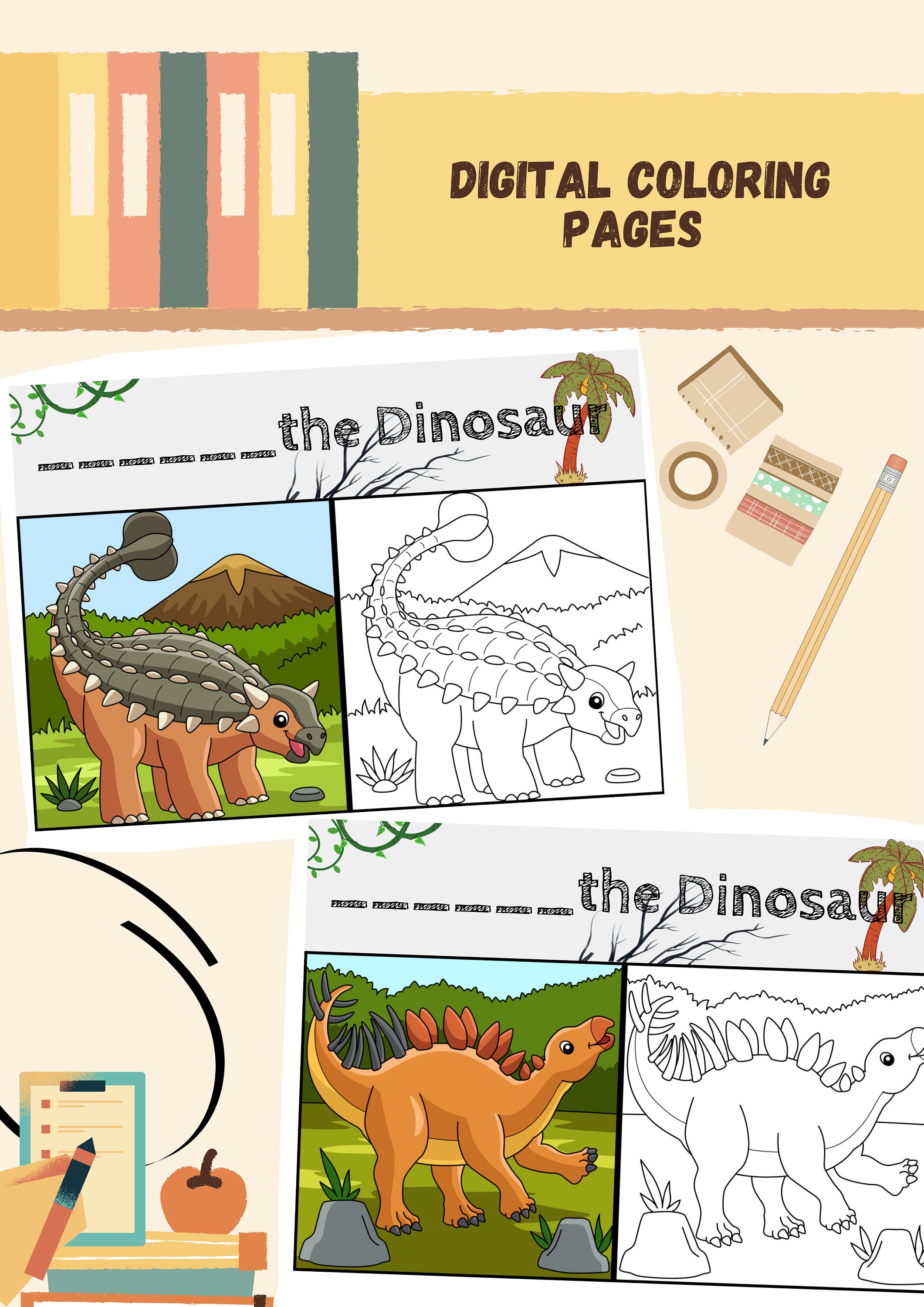 20 Dinosaur Coloring Pages- Super Fun Coloring Pages for Children ...