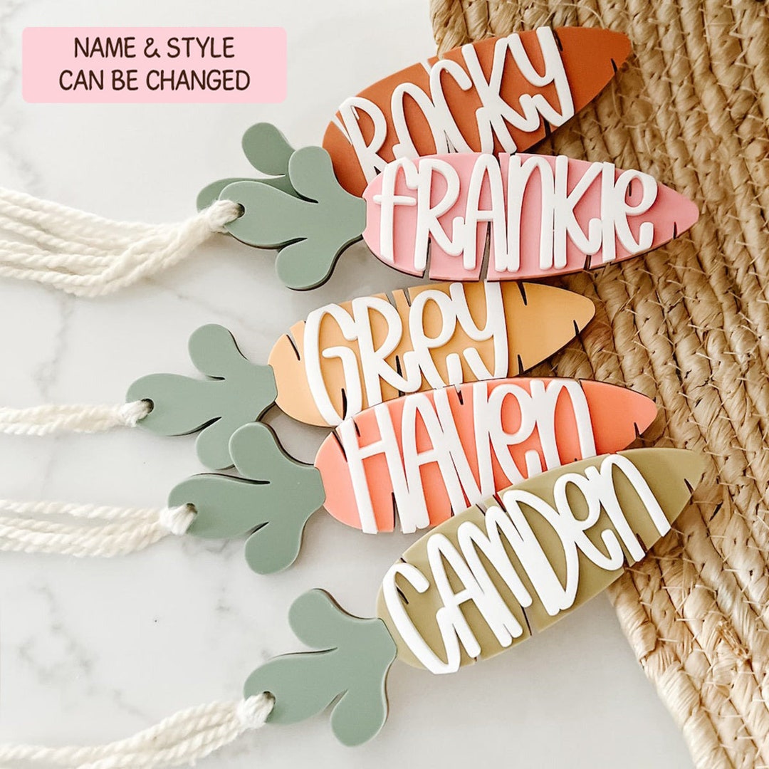 Easter Carrot Basket Tag, Personalized Carrot Name Tag, Custom Easter ...