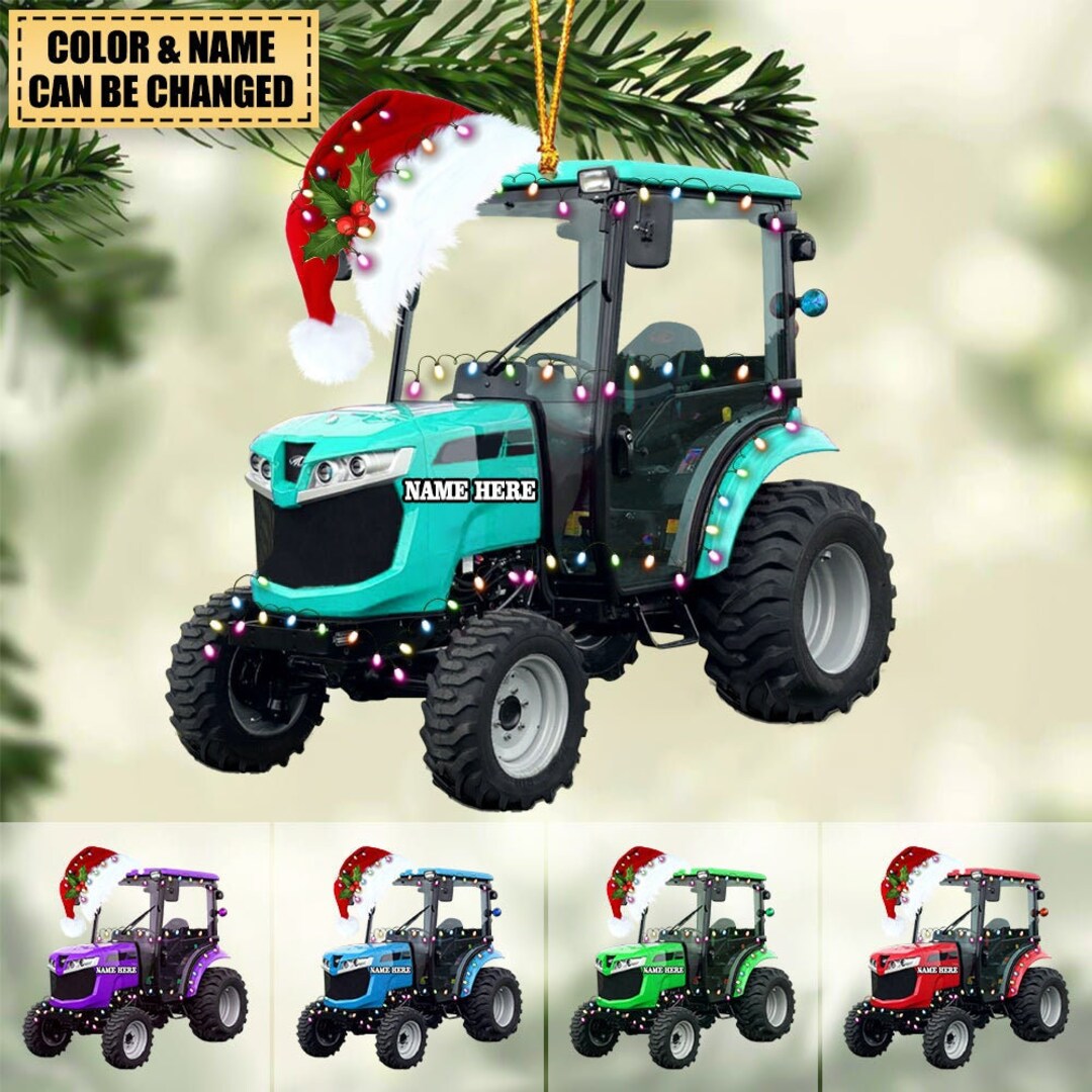 Personalized Tractor Christmas Ornament, Custom Name Tractor Ornament ...