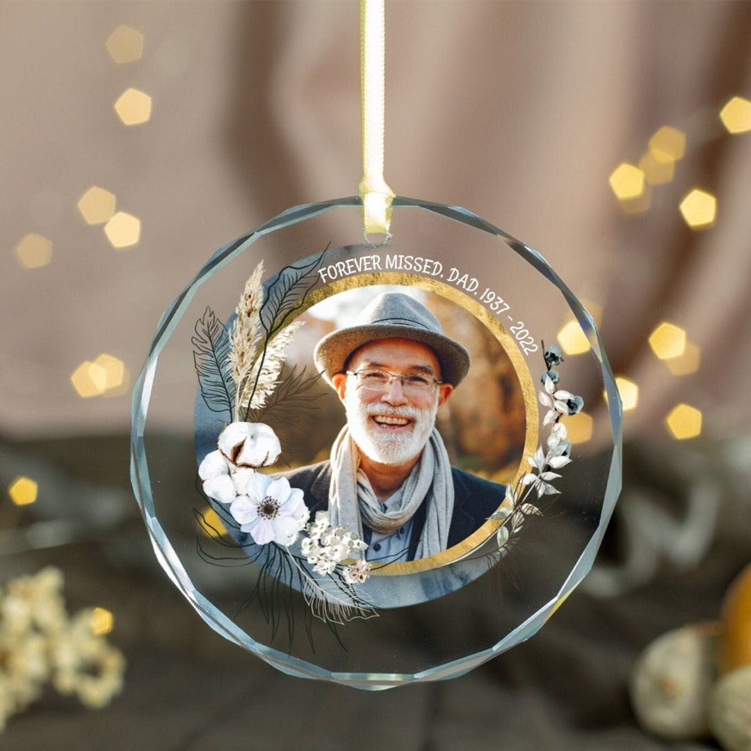 Personalized Memorial Crystal Ornament, Custom Photo Ornament, Memorial ...