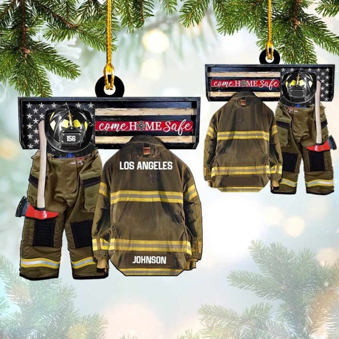 Personalized Firefighter Uniform Full Set Christmas Ornament, Custom ...