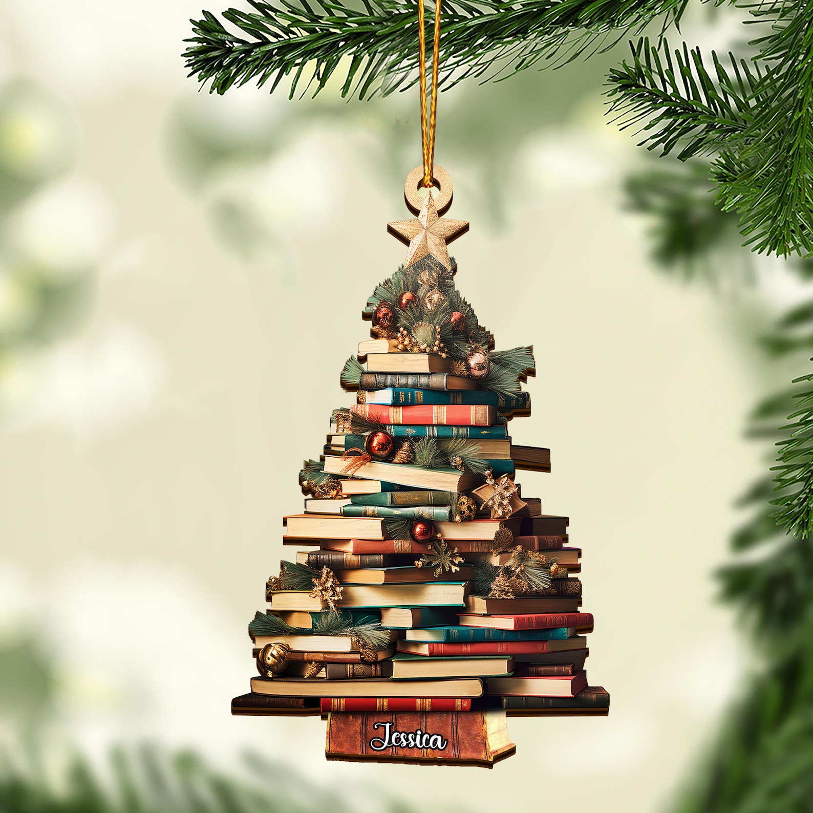 Personalized Christmas Book Tree Ornament Book Christmas - Etsy