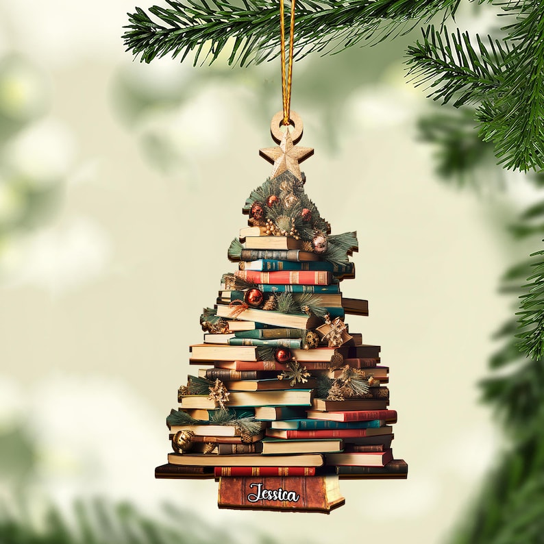 Personalized Christmas Book Tree Ornament Book Christmas - Etsy