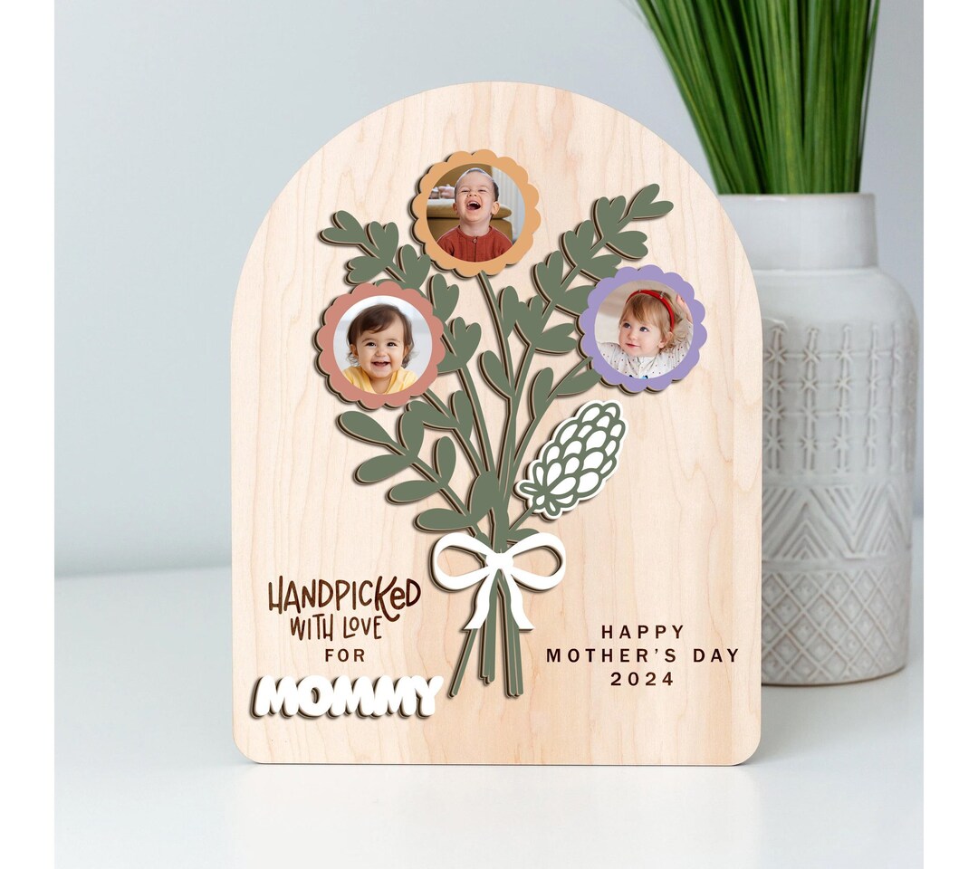 Mother's Handpicked Flower Photo Sign, Mother's Day Gift, Gift for Mom ...