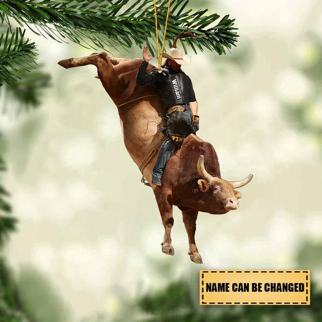 Personalized Bull Riding Christmas Ornament, Custom Name Cowboy ...