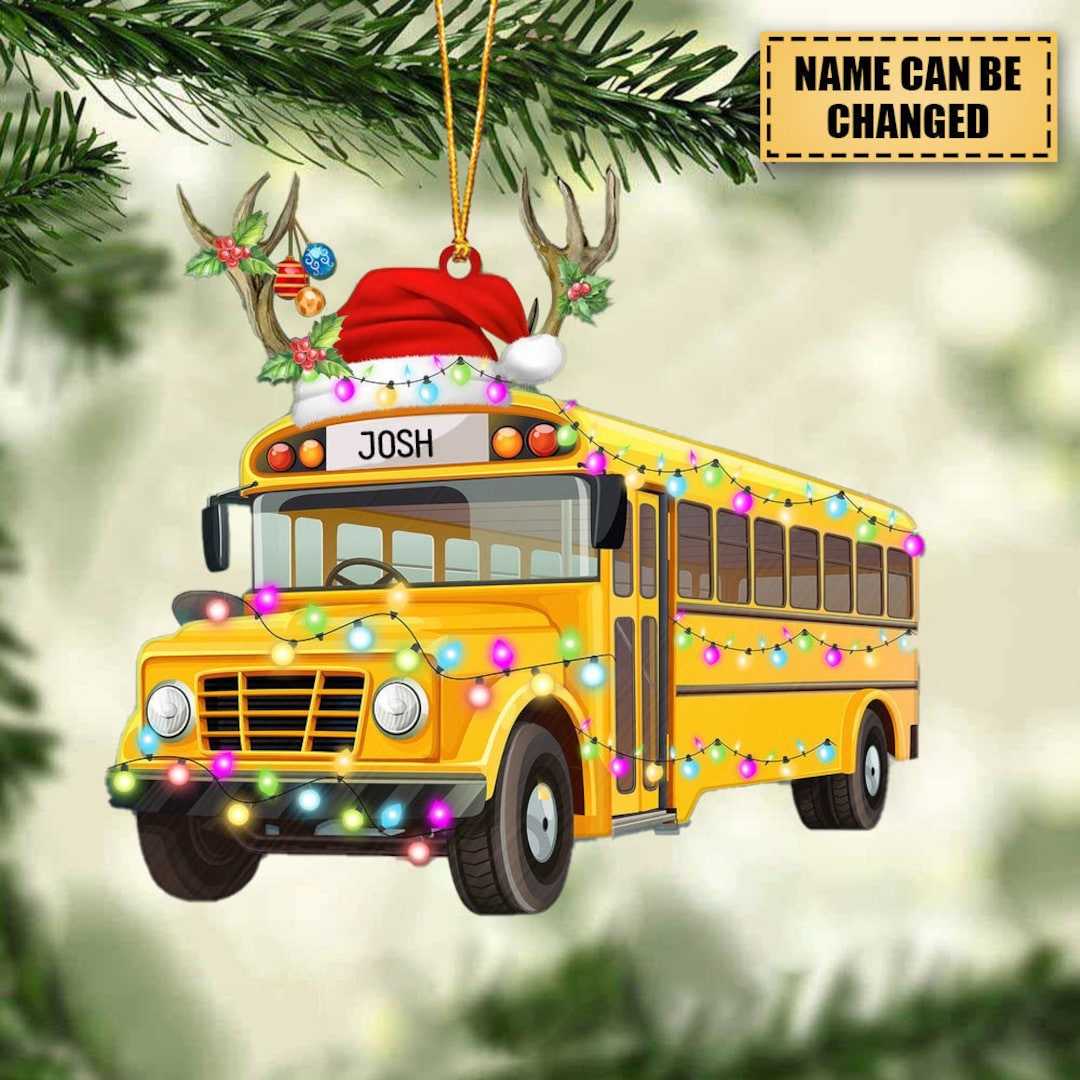 Personalized School Bus Christmas Ornament, Custom Name School Bus ...