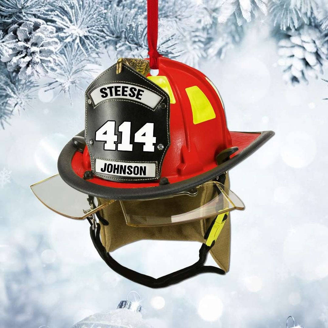 Personalized Firefighter Helmet Christmas Ornament, Custom Name ...