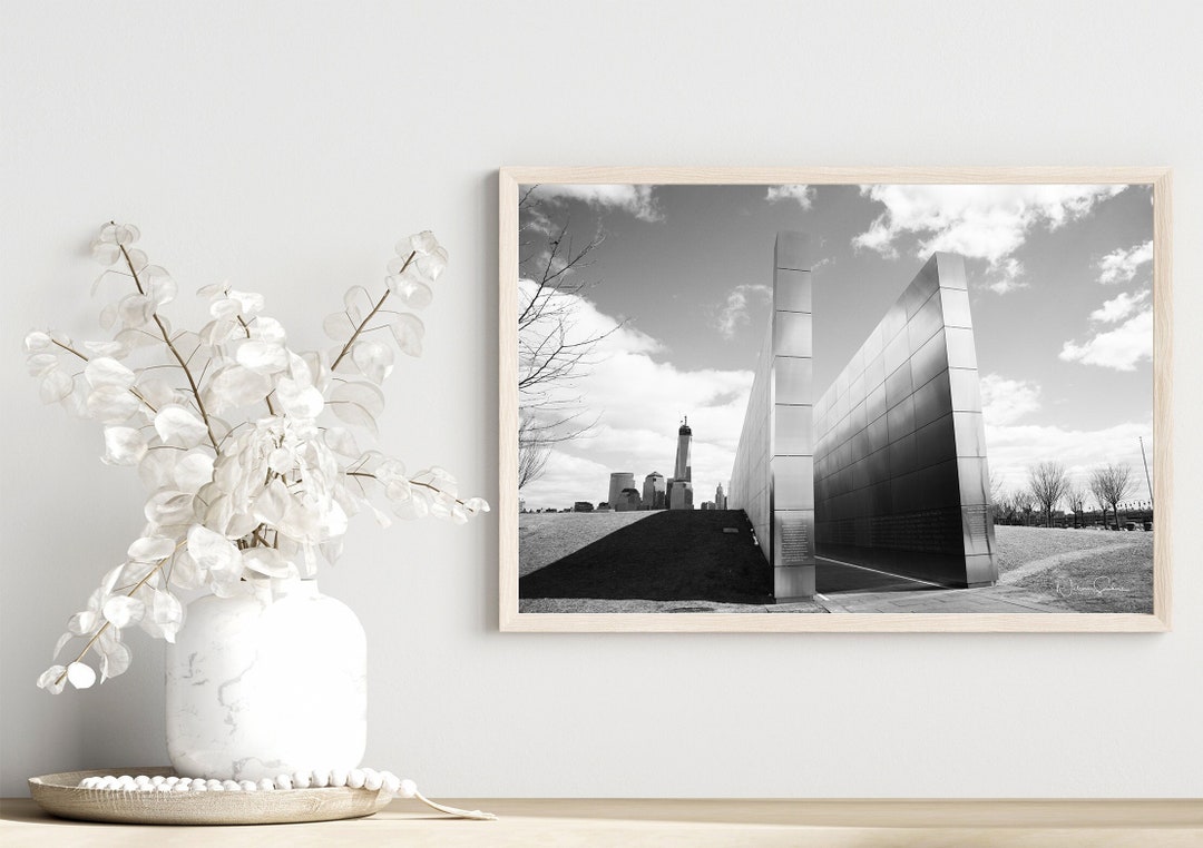 One World Trade Center Print, Lower Manhattan Skyline, Black and White ...