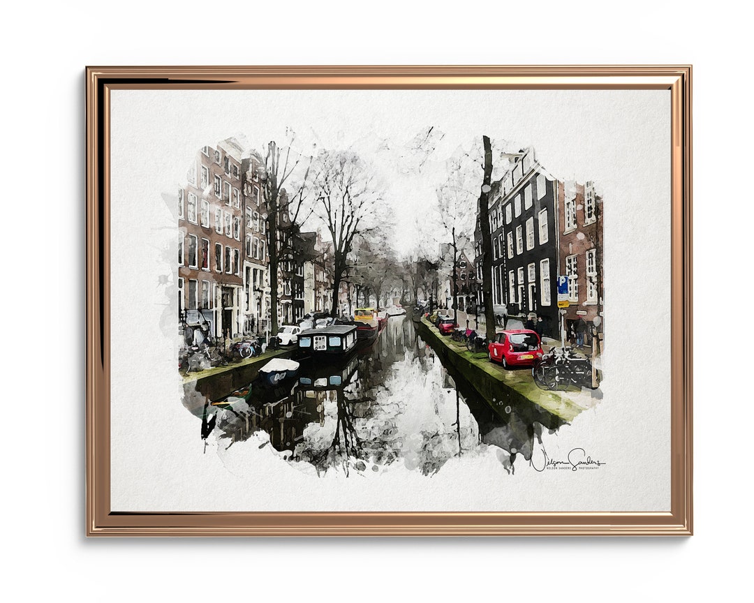 Canals of Amsterdam Water Color in Featuringone of the Three Main ...