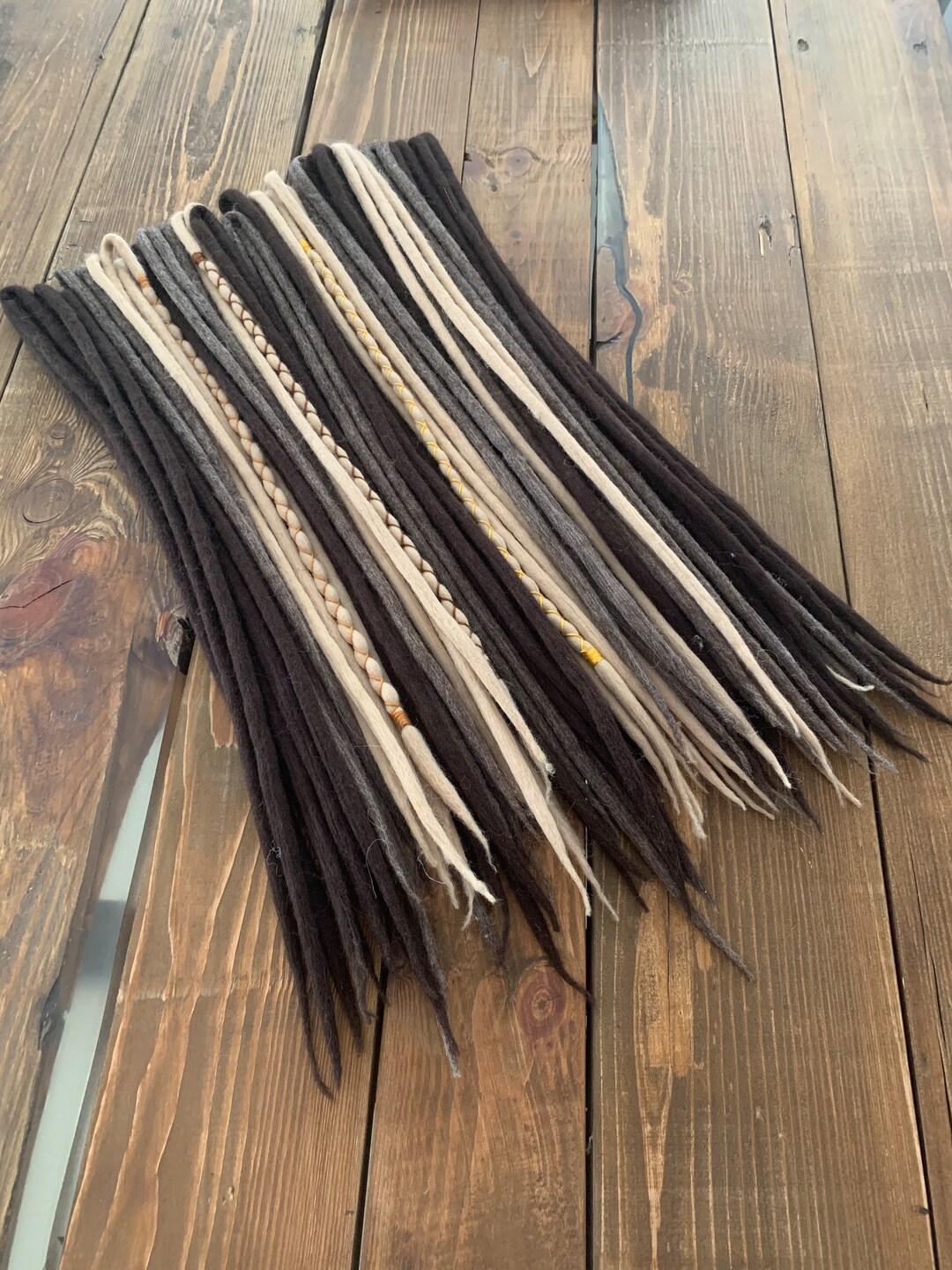 Clip in or Braid in Dreadlock Extensions Color Mix: Brown & Blond Wool ...
