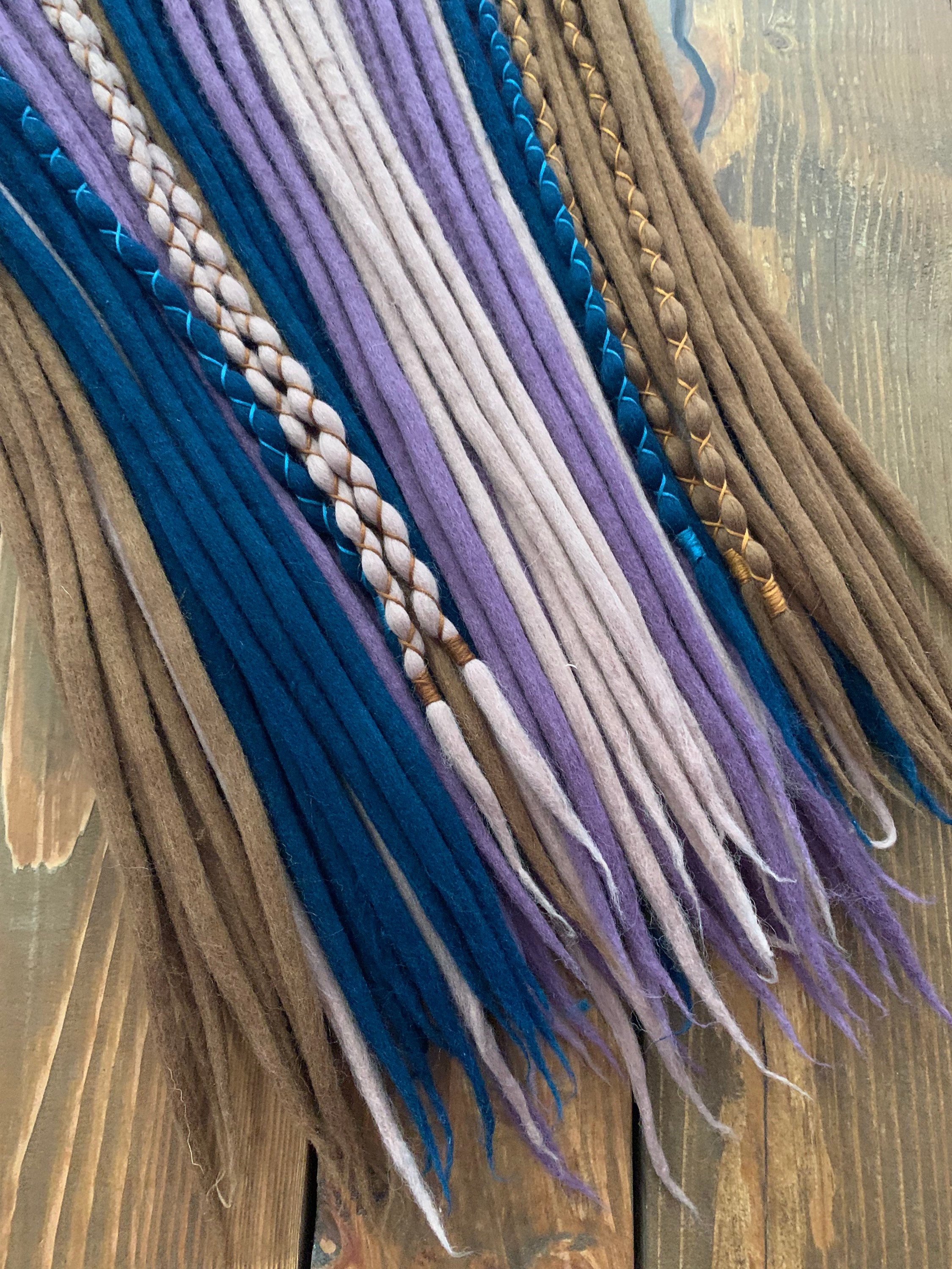 Double Ended Woolen Dreads. Toffee, Beige, Violet and Green Dreads ...