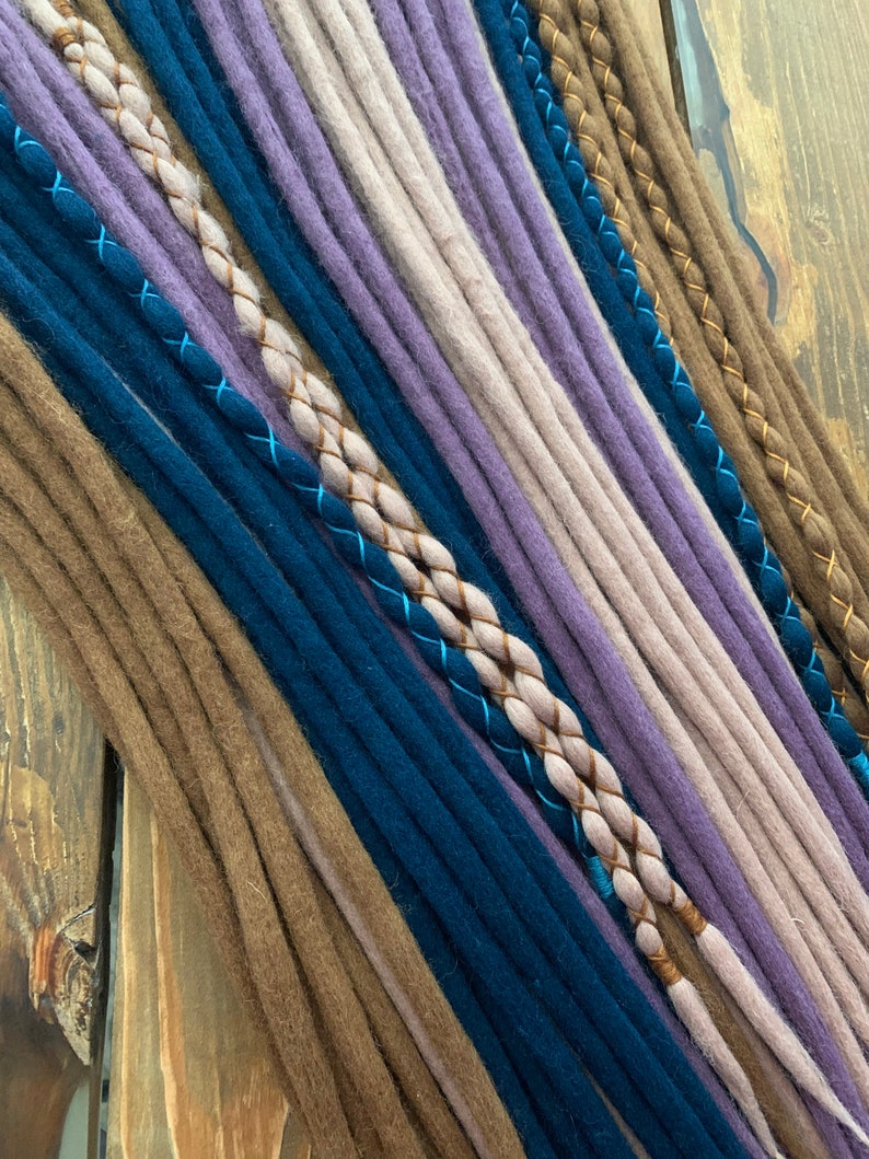 Double Ended Woolen Dreads. Toffee, Beige, Violet and Green Dreads ...