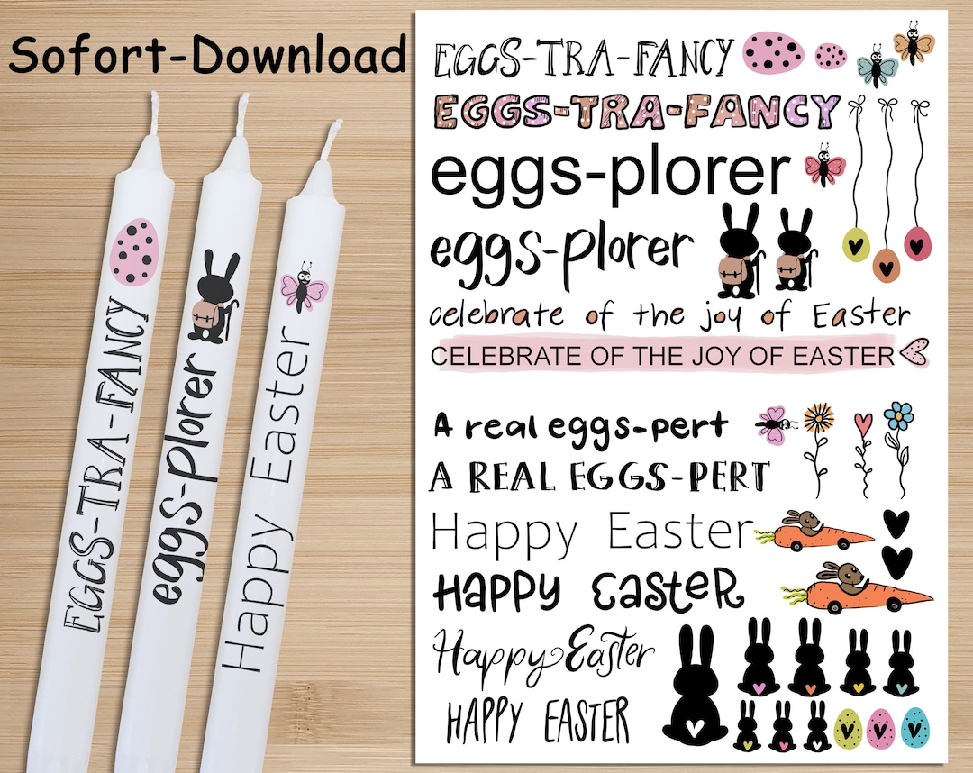 Download Easter Pdf A4 Template for Candletattoo Candle Sticker ...