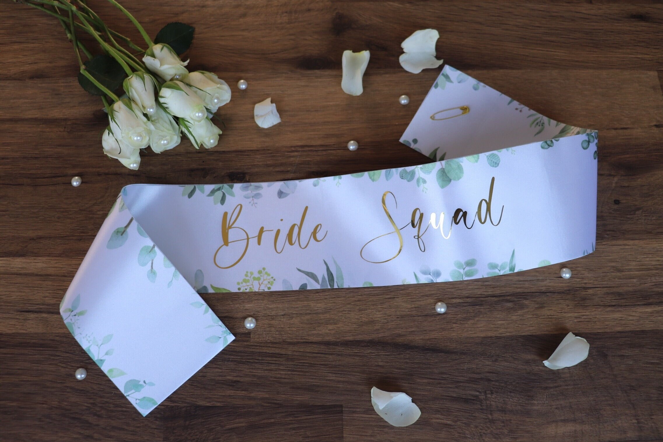 Sage Bridesmaid Sash, Green Hen Party Sash, Floral Bride Sash, Sage ...