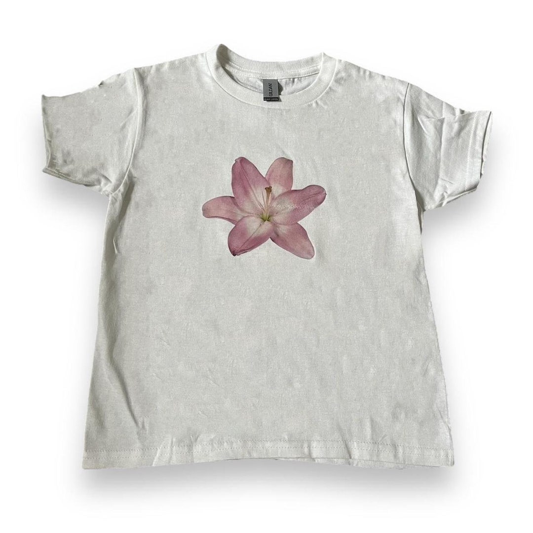 Pink Flower Coquette Handmade Screenprinted Women's Baby Tee - Etsy
