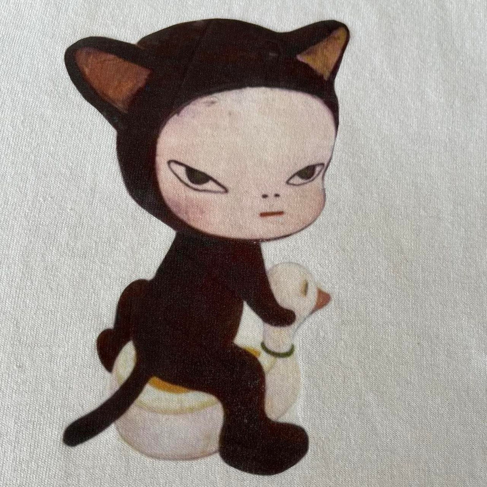 Yoshitomo Nara Handmade Screenprinted Women's Baby Tee Cat - Etsy