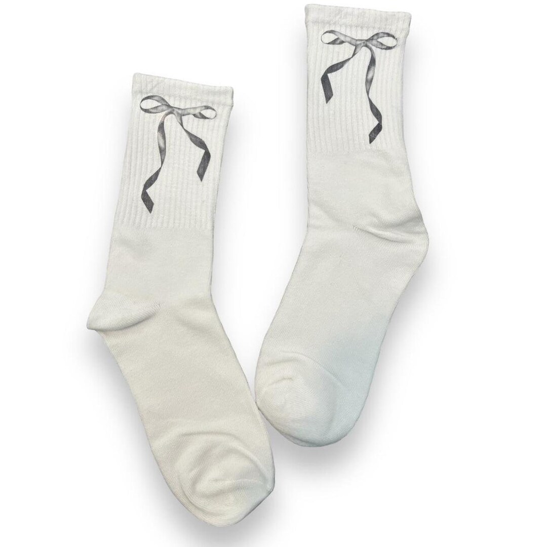 Coquette Ribbon Bow Handprinted Ankle Socks - Etsy