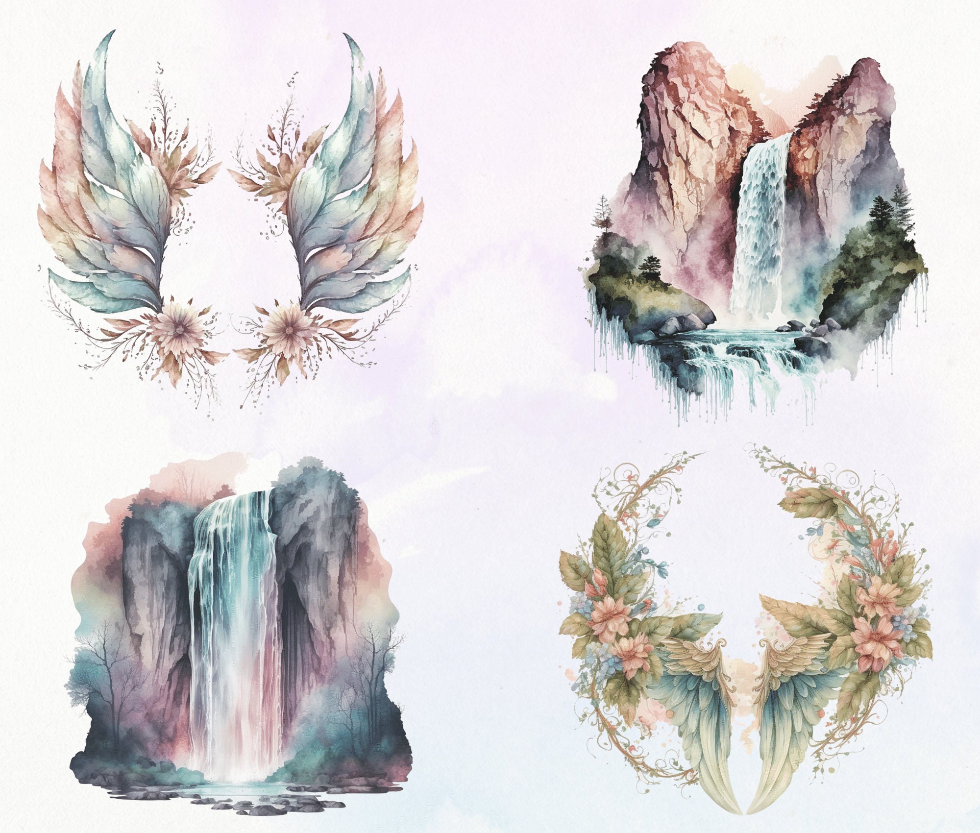 Digital Clipart Illustration Set, Fairy Tale Oasis, PNG Printable ...