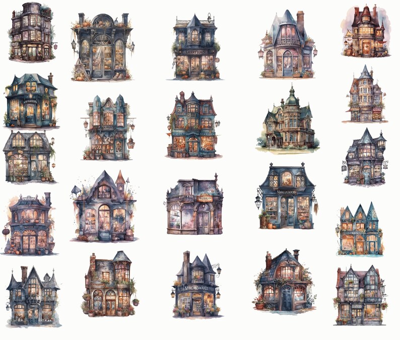 Digital Clipart Illustration Set Magic Shops Wizard Fantasy - Etsy