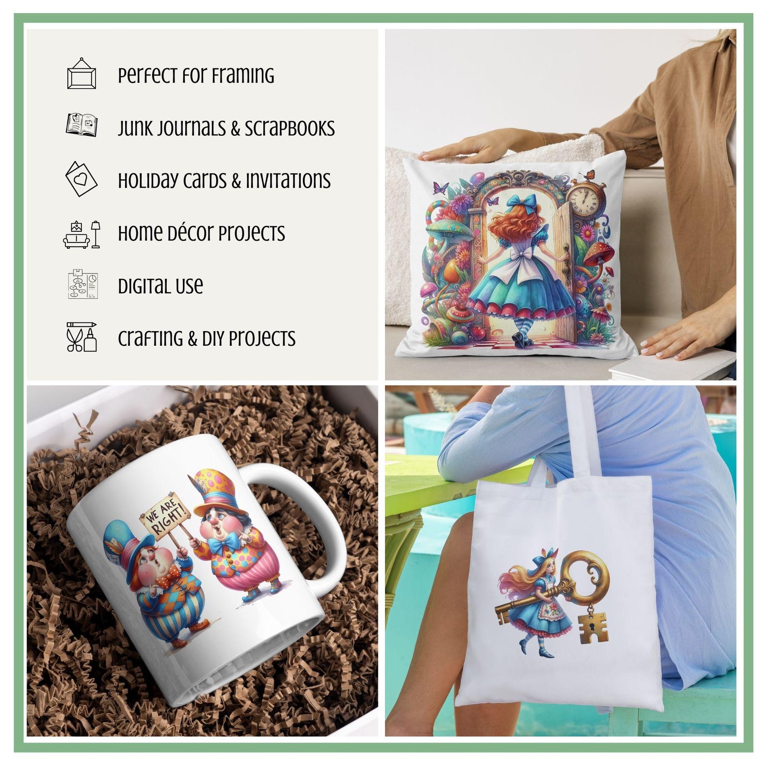 Digital Fantasy Alice in Wonderland Clipart, Whimsical, Illustrations ...