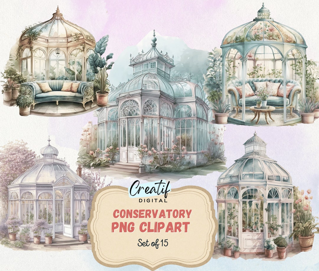 Digital Clipart Illustration Set, Romantic Victorian Conservatory, PNG ...