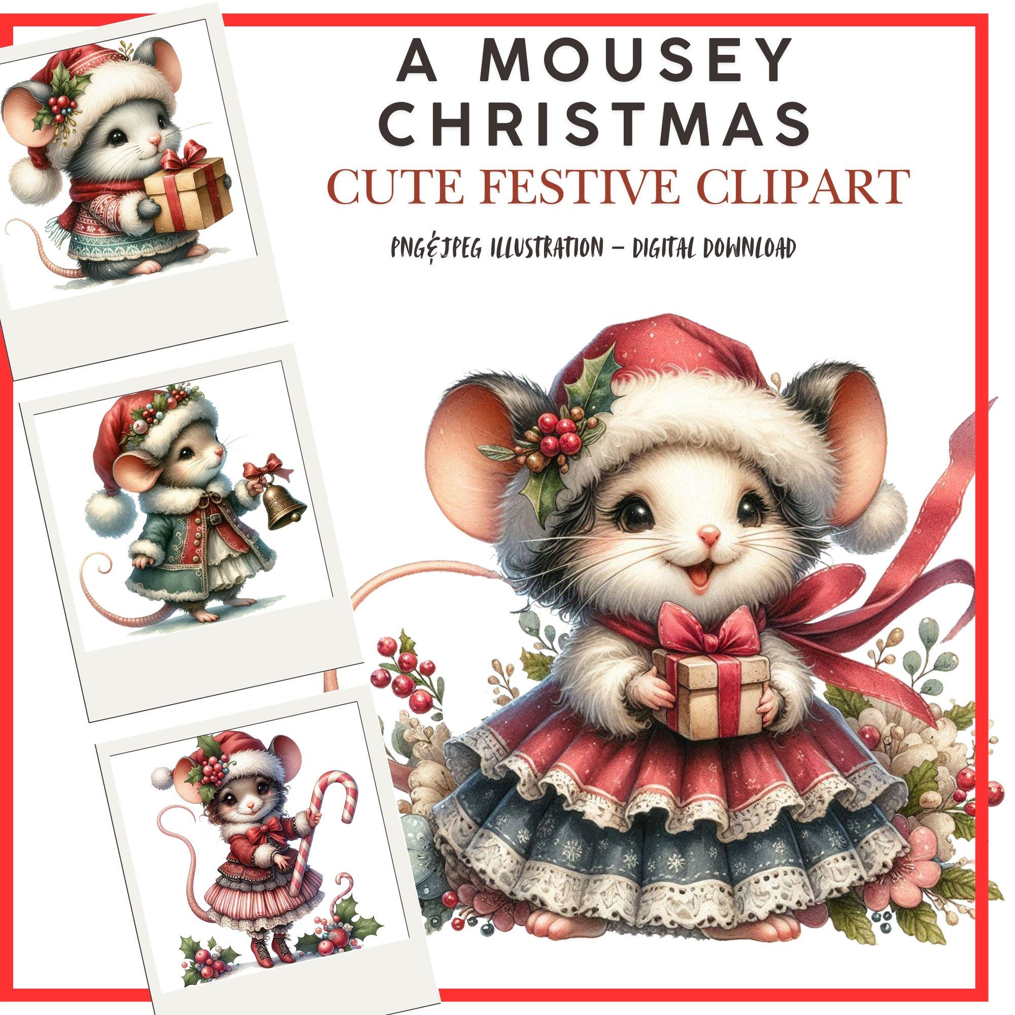 Digital Winter Clipart, A Mousey Christmas, Illustrations for ...