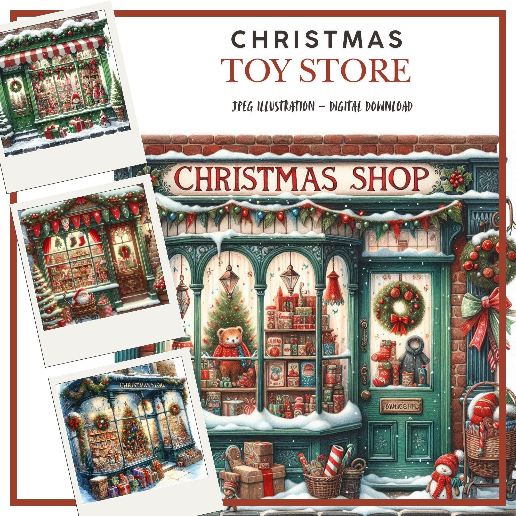 Digital Winter Clipart, Christmas Toy Store, Illustrations for ...