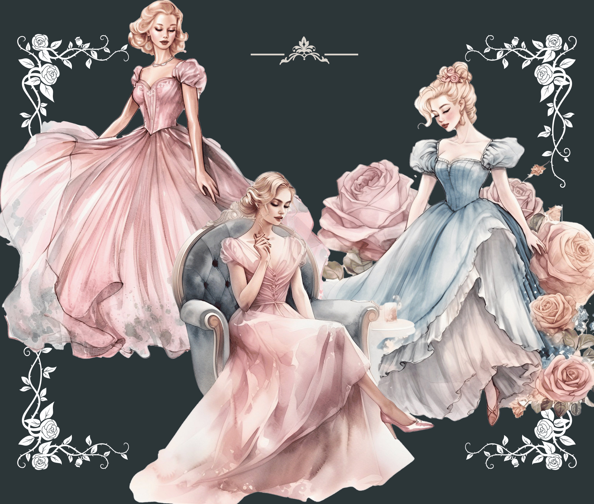 Digital Clipart Illustration Set, Cinderella Story Collection, PNG ...