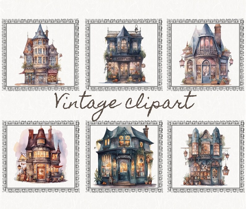 Digital Clipart Illustration Set, Magic Shops Wizard Fantasy Mystical ...