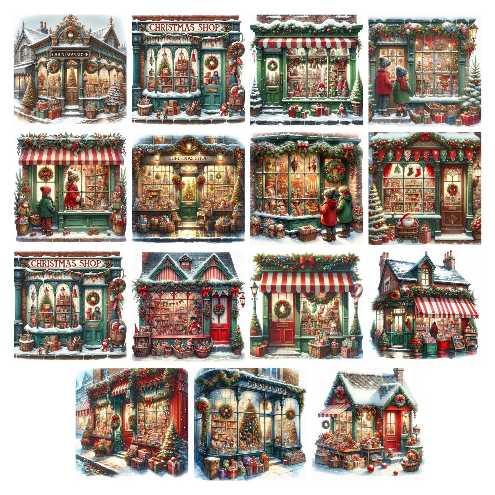 Digital Winter Clipart, Christmas Toy Store, Illustrations for ...