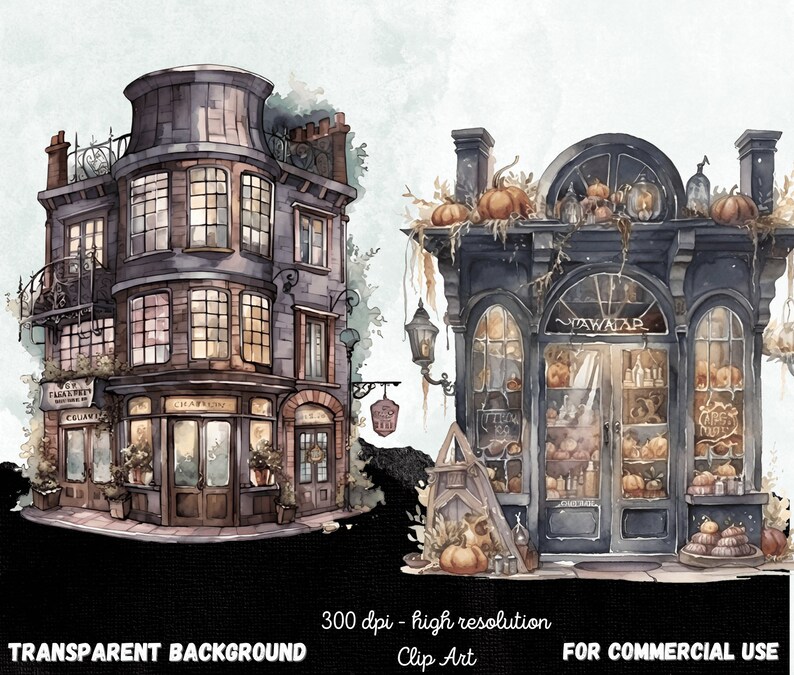 Digital Clipart Illustration Set, Magic Shops Wizard Fantasy Mystical ...