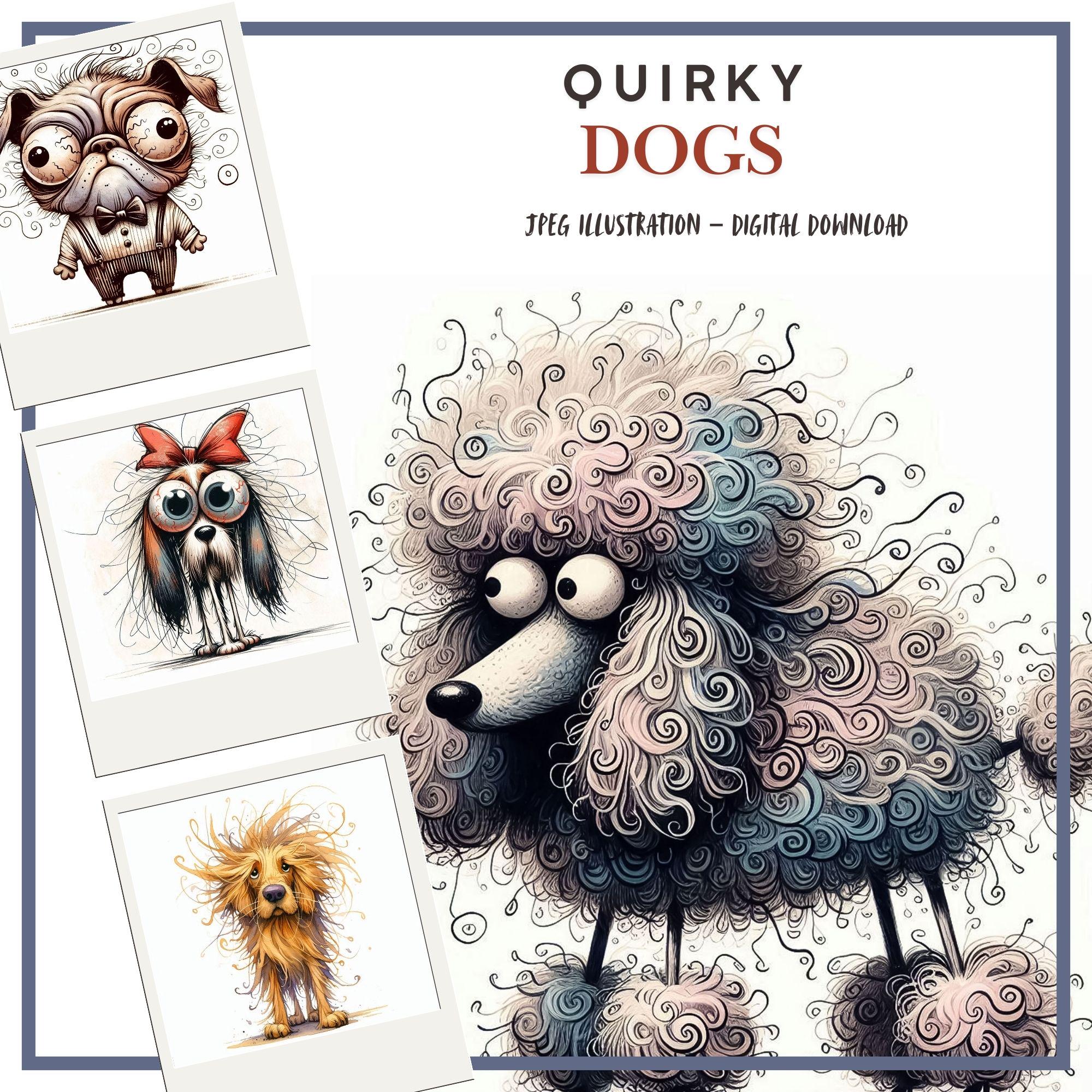 Digital Clipart,quirky Dogs, Fun Animals Digital Illustrations for ...
