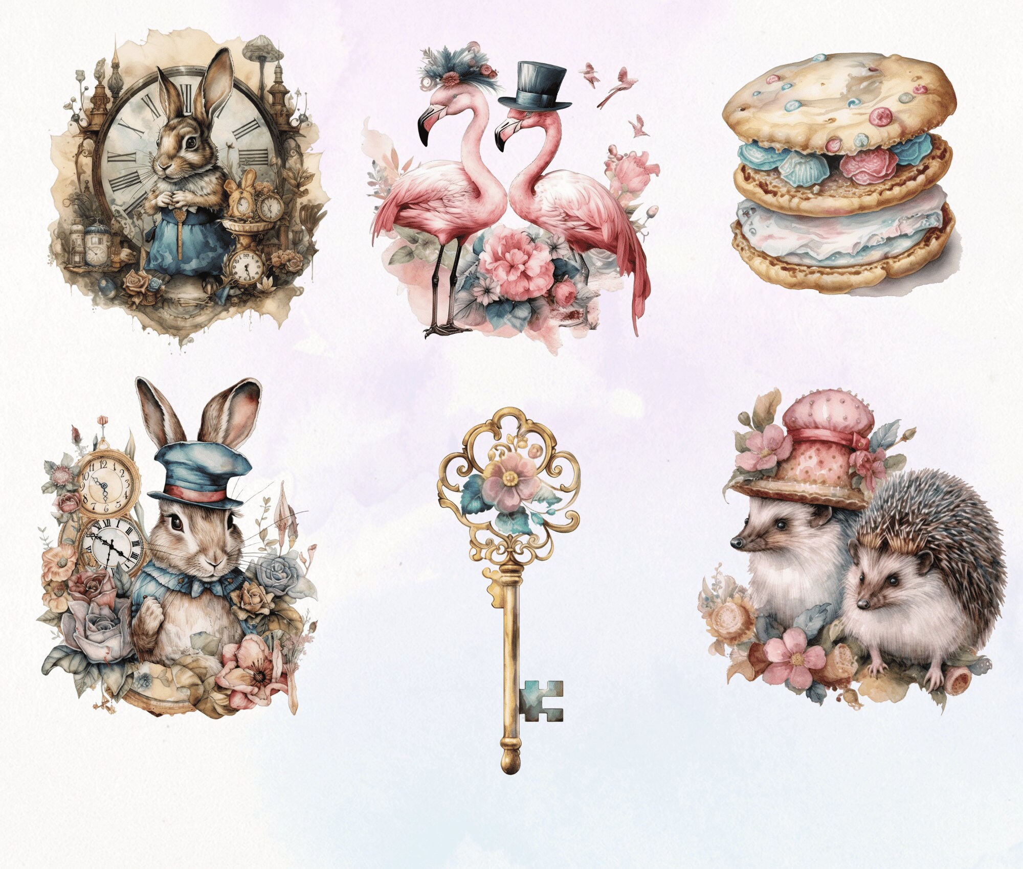 Digital Clipart Illustration Set Alice in Wonderland PNG - Etsy