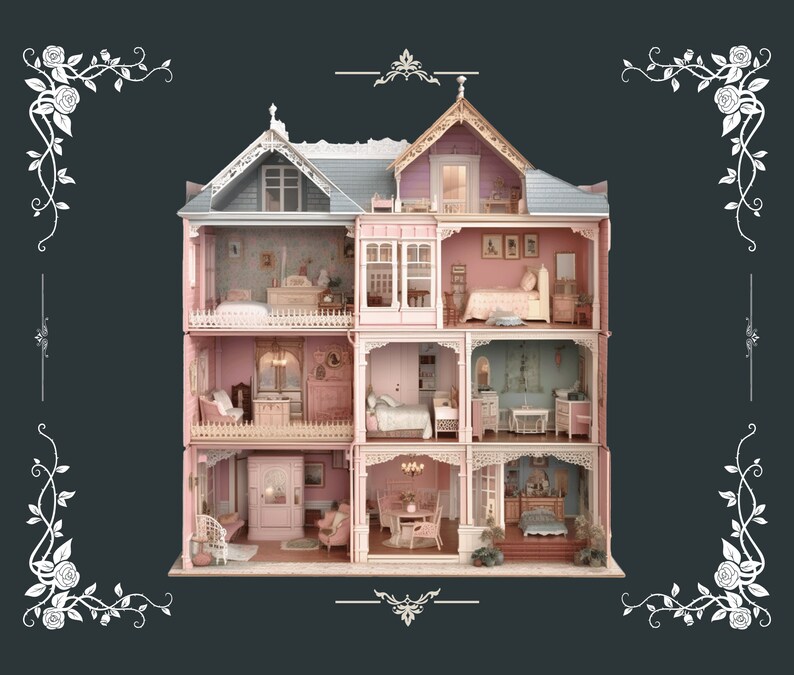 Digital Clipart Illustration Set, Paper Dolls & Houses, PNG Printable ...