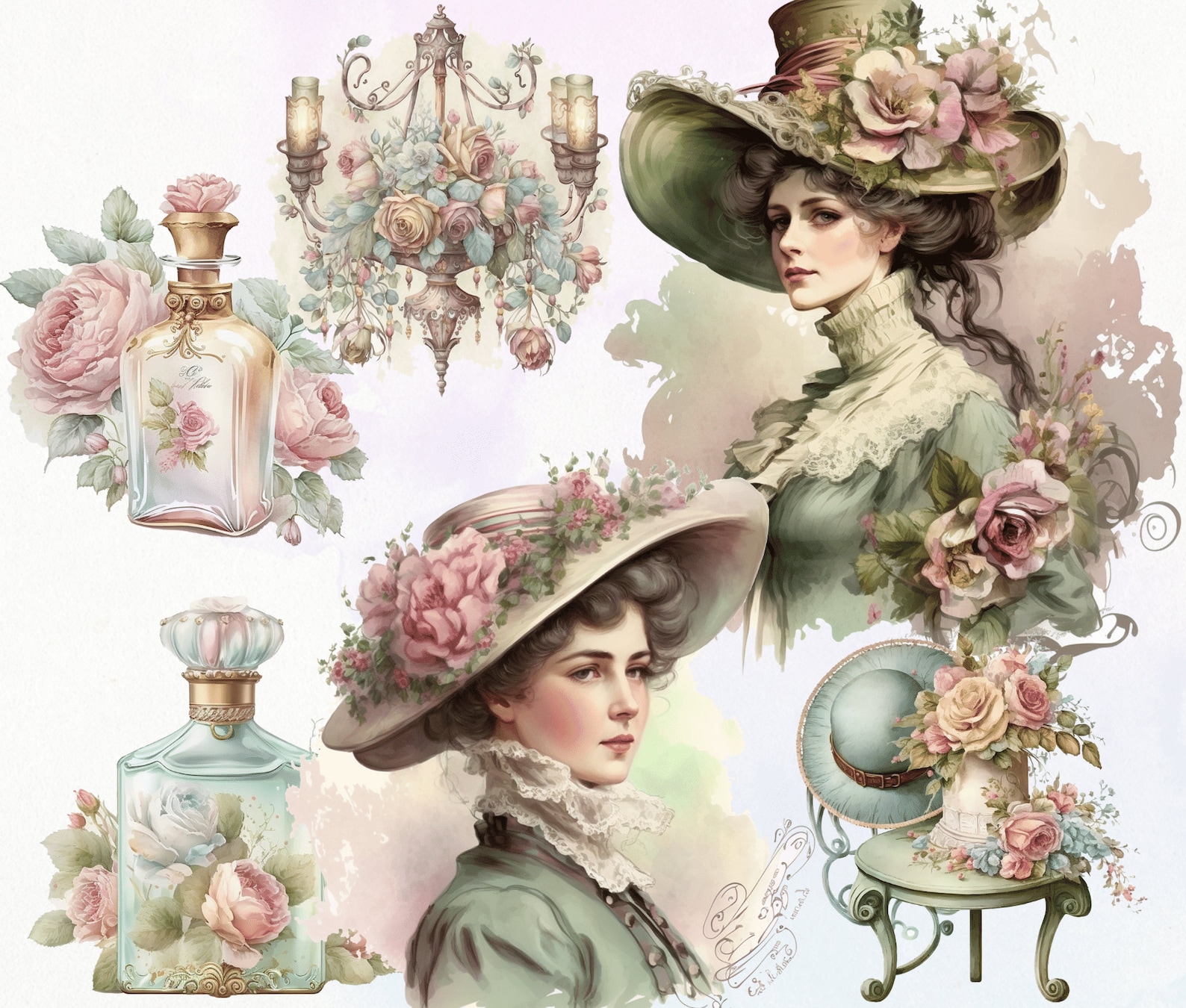 Digital Clipart Illustration Set, Victorian Collection Vol.2, PNG ...
