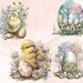 Digital Clipart Illustration Set, Easter Chicks Set, PNG Printable ...