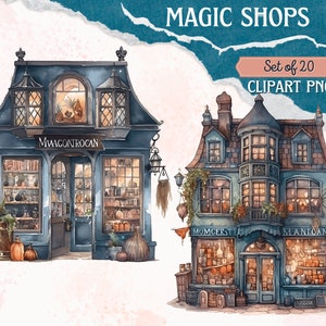 Digital Clipart Illustration Set, Magic Shops Wizard Fantasy Mystical ...