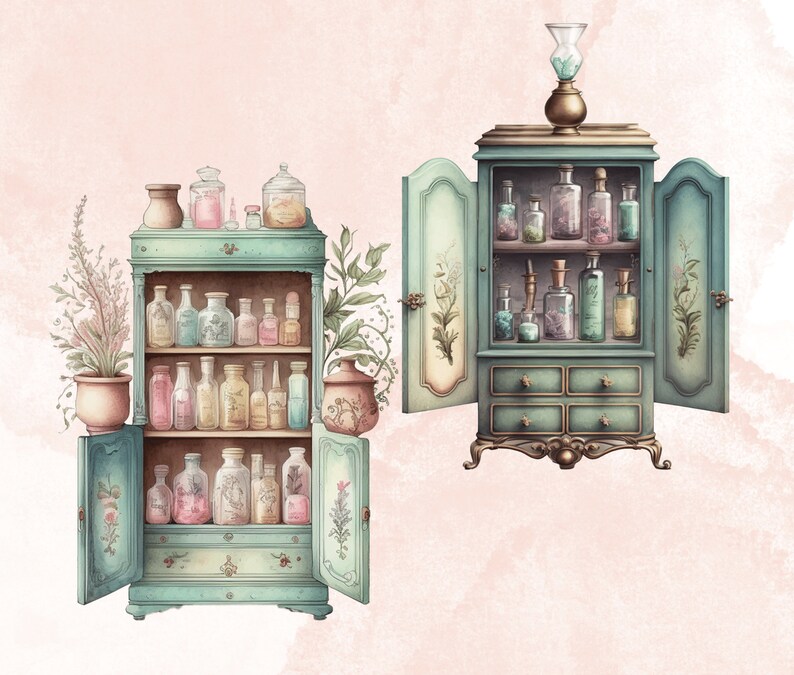 Digital Clipart Illustration Set Vintage Watercolor Alchemy - Etsy