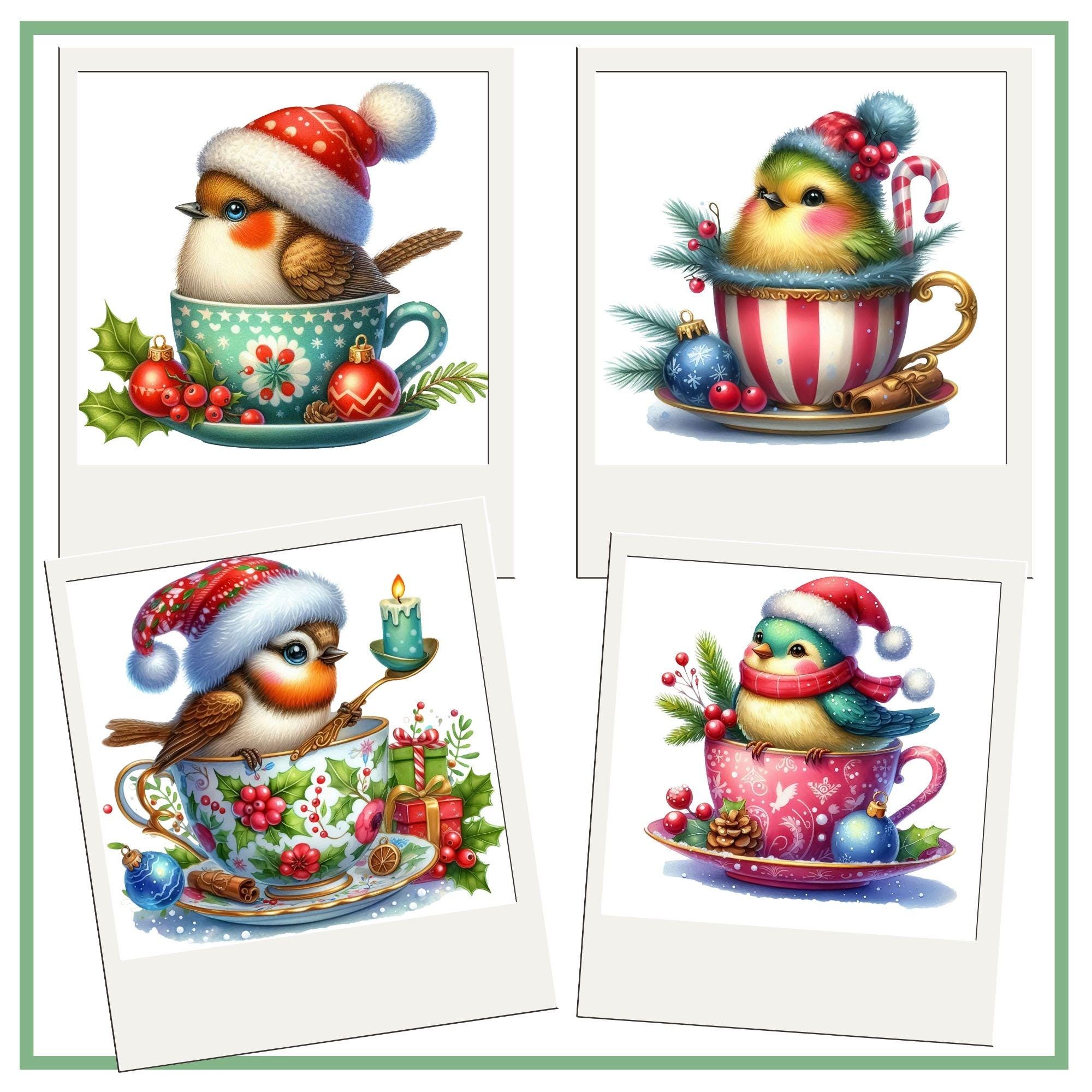 Digital Winter Clipart, Cute Christmas Birds, Illustrations for ...