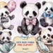 Digital Clipart Illustration Set, Cute Baby Panda, PNG Printable ...