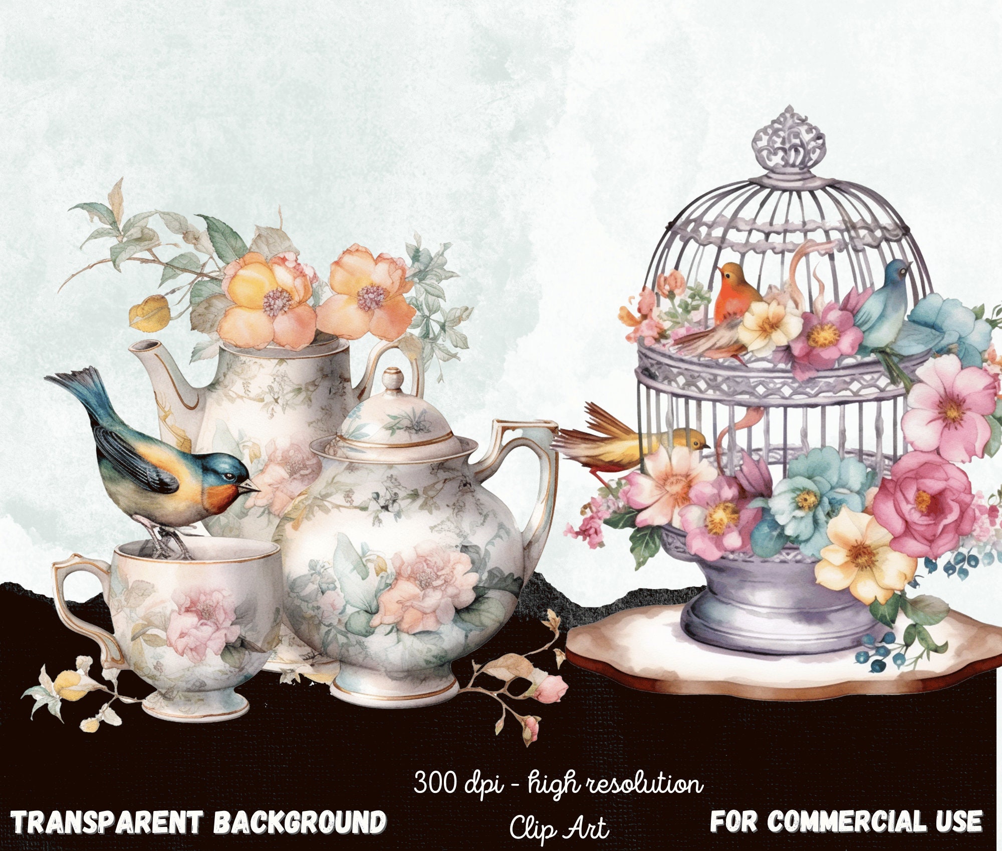 Digital Clipart Illustration Set Victorian Tea Time PNG - Etsy UK