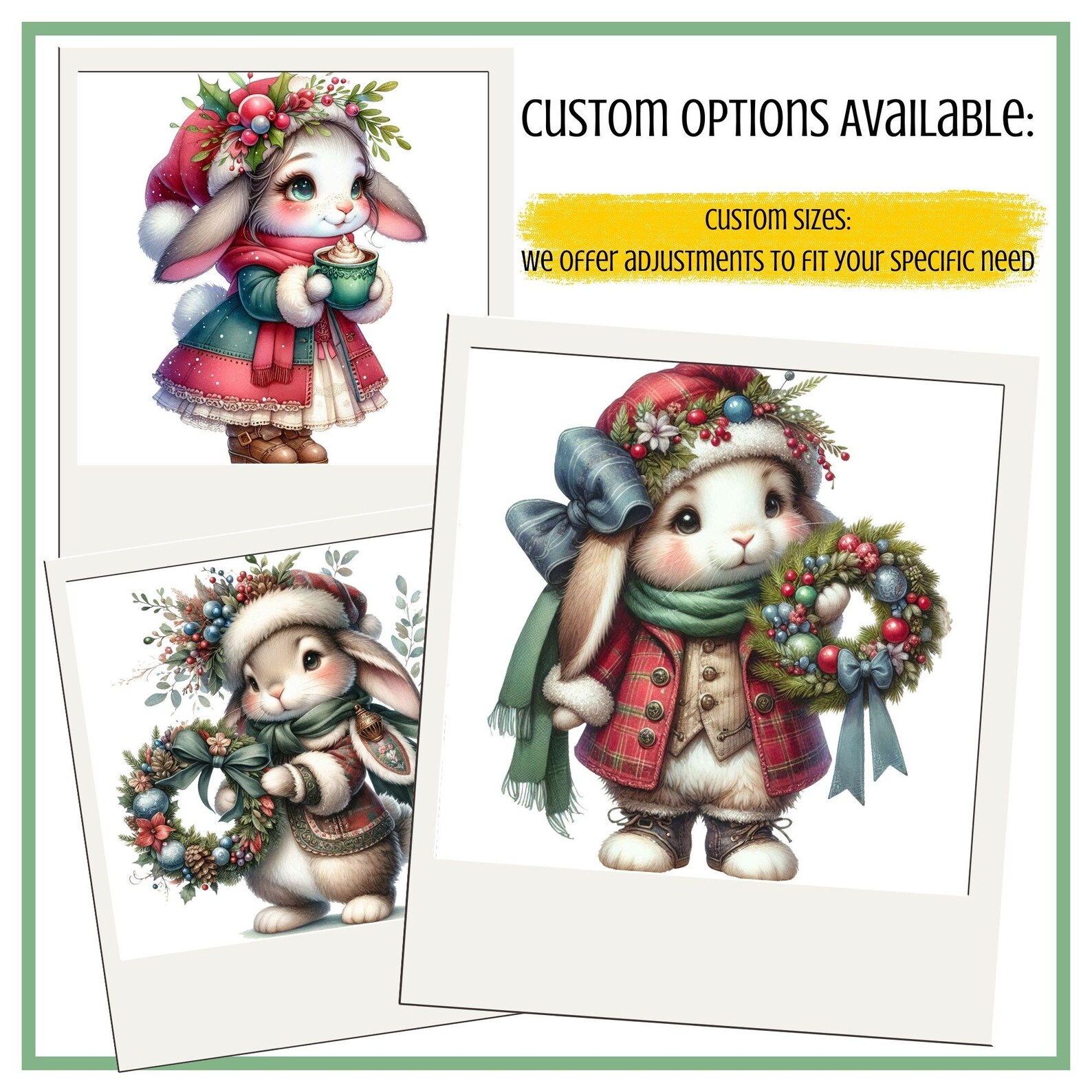 Digital Winter Clipart, Cute Holiday Hops Bunnies, Illustrations for ...