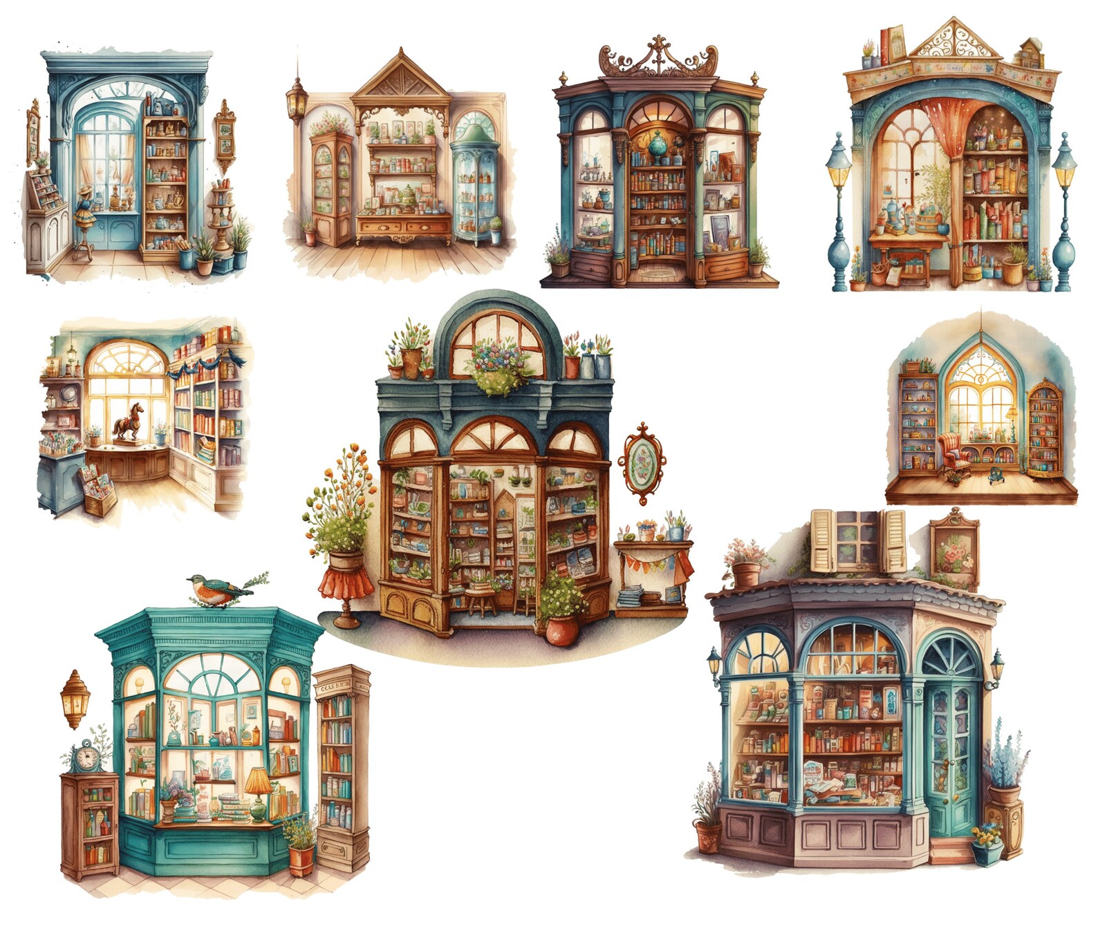 Digital Clipart Illustration Set, Victorian Toy Store, PNG Printable ...