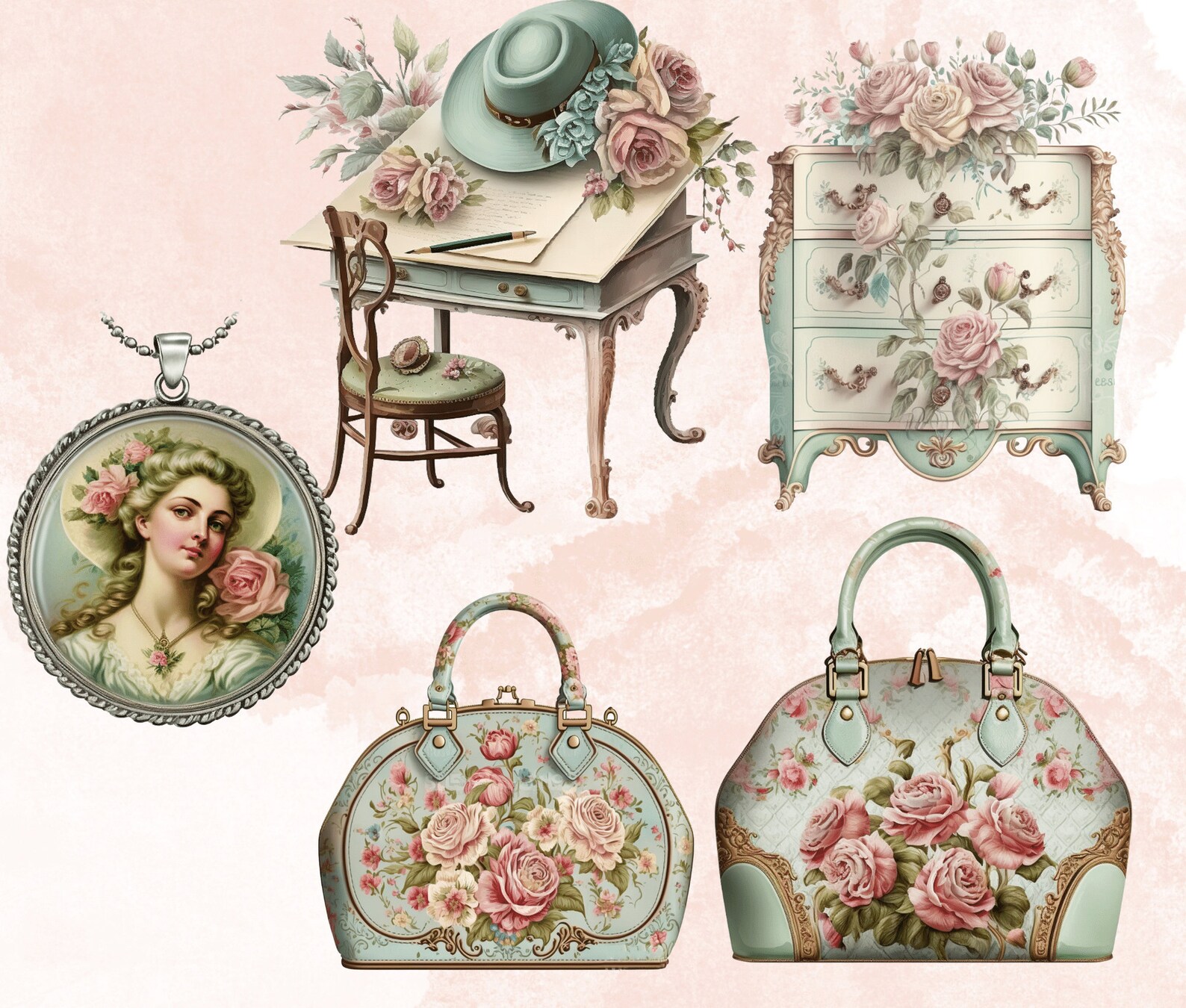 Digital Clipart Illustration Set, Victorian Collection Vol.2, PNG ...