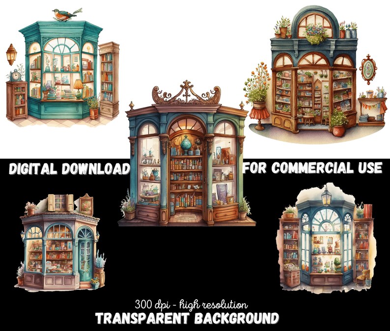 Digital Clipart Illustration Set, Victorian Toy Store, PNG Printable ...