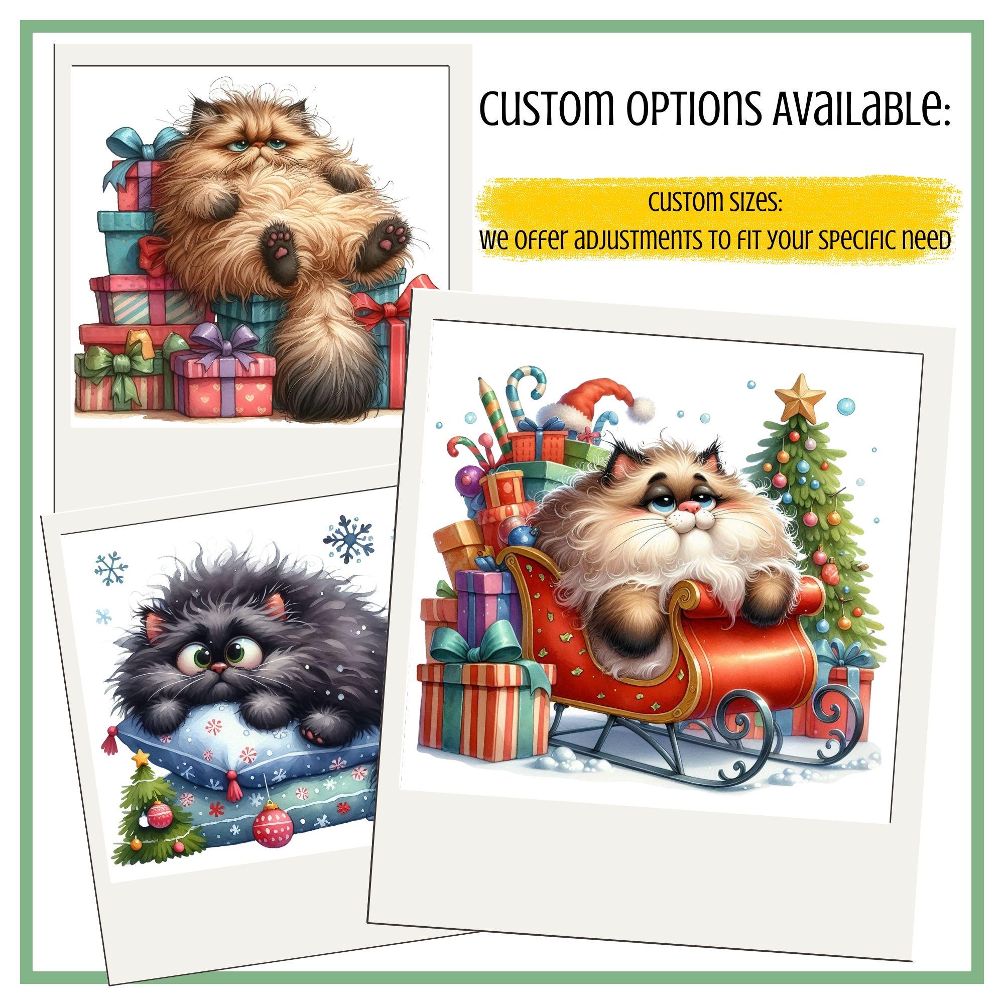 Digital Winter Clipart, Christmas Whimsical Cats, Illustrations for ...