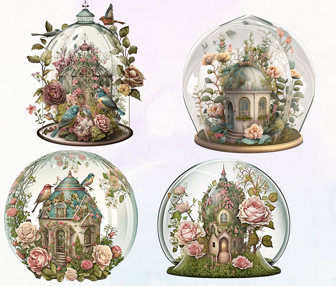 Digital Clipart Illustration Set, Dome Fairy House, PNG Printable ...