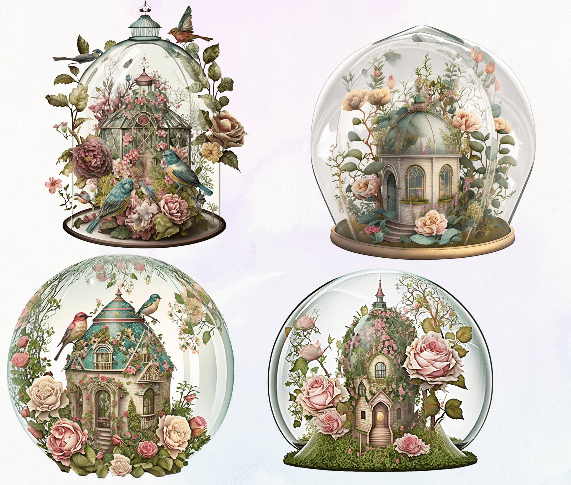 Digital Clipart Illustration Set, Dome Fairy House, PNG Printable ...