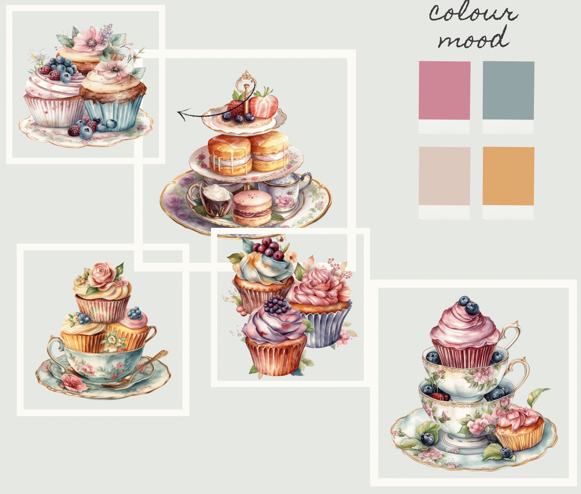 Digital Clipart Illustration Set Victorian Tea Time PNG - Etsy UK